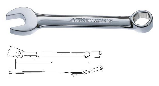 25-016 Apex Tool Group 6 Point Full Polish Short Combination Wrench 25 ...