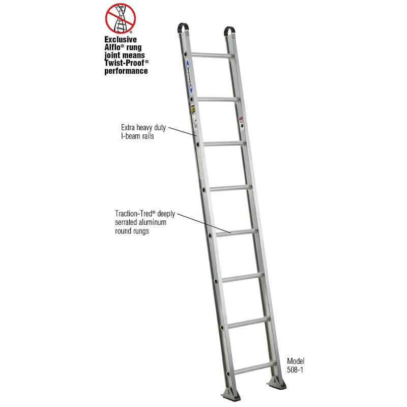 508-1 Werner Co. 8' Type IAA Aluminum Round Rung Straight Ladder ...
