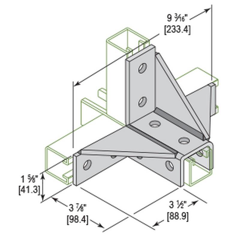 Wing Fitting Triple Corner 12 Hole Gusset | Atlantic Hardware Supply